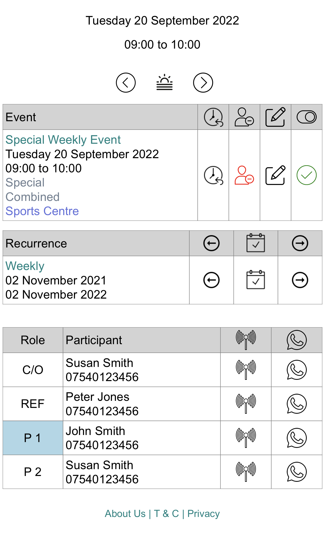 EasyTeam Online : Team Scheduling with a Shared Event Calendar